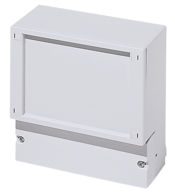 Wall mounted enclosure with plastic front cover