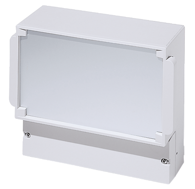Wall mounted enclosure with aluminum front panel